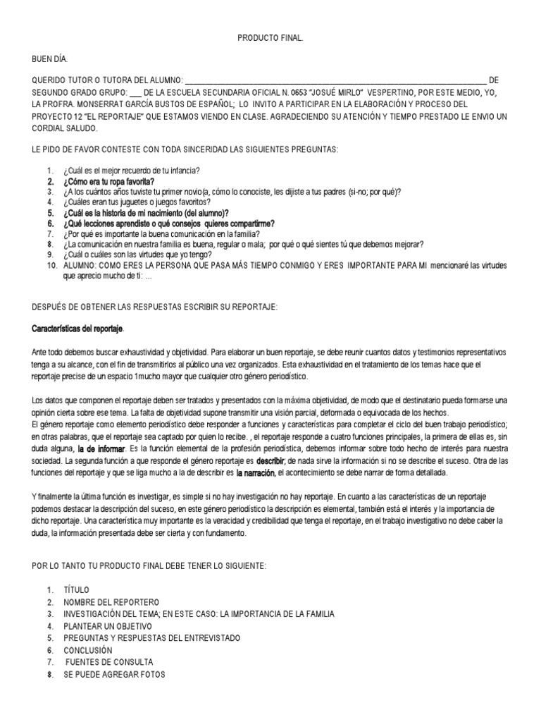 Producto Final Proyecto 12 El Reportaje | PDF