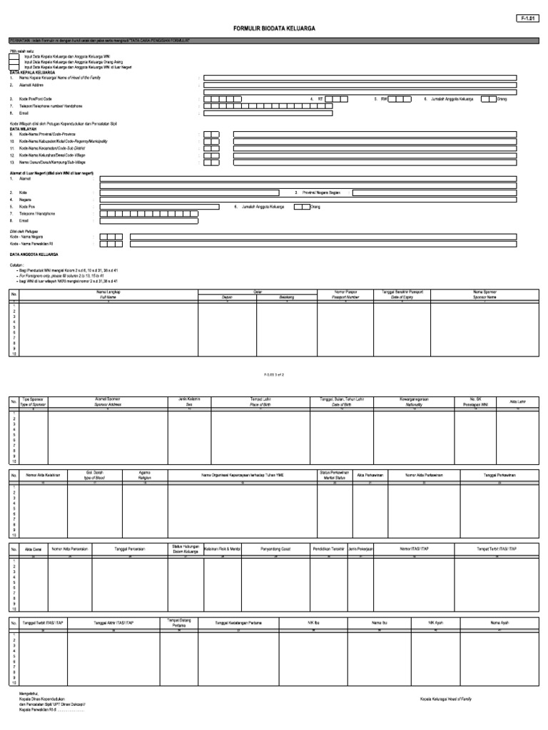 Formulir F-1.01 Biodata Keluarga | PDF