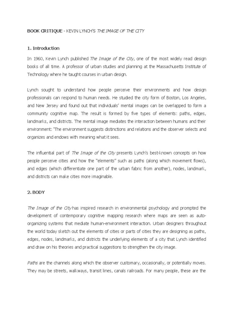 Critique Paper Kevin Lynch | PDF
