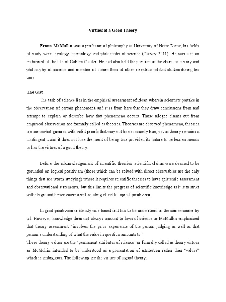 Virtues of A Good Theory | PDF | Theory | Science