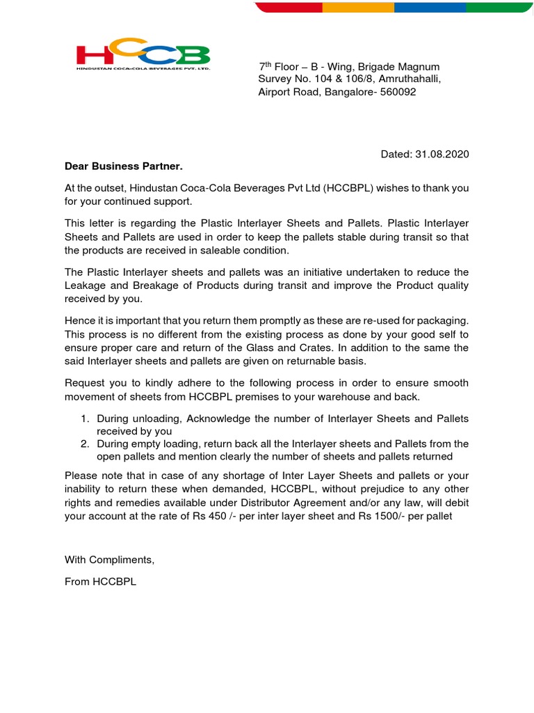 502802613_ILS -Pallets intimation Letter | PDF