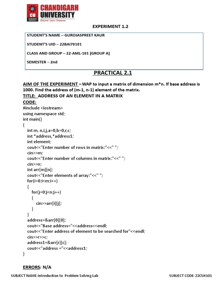 C Worksheet 1 2 Pdf Scope Computer Science Pointer Computer Programming