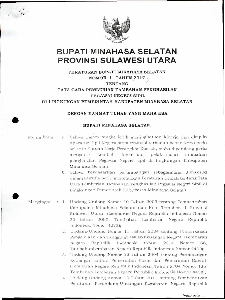 Perbup No. 1 Tahun 2017 | PDF