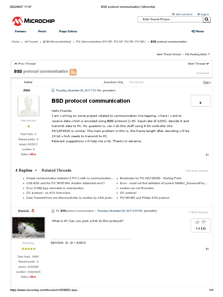 BSD Protocol Communication - Microchip | PDF | Transmission Control ...