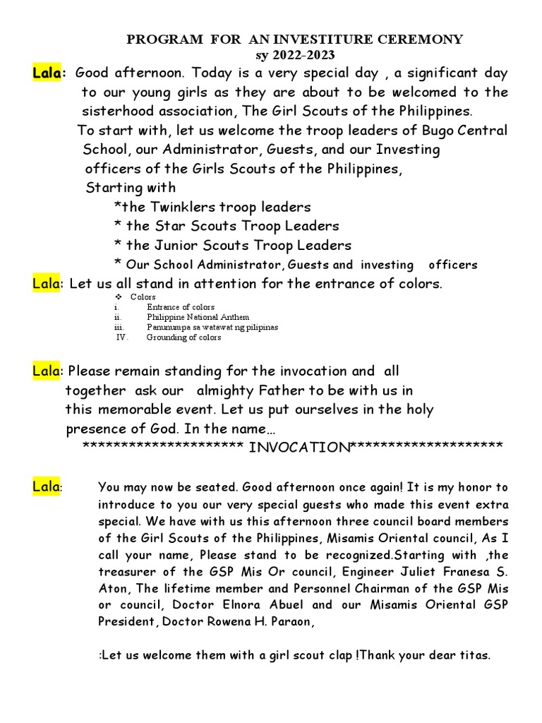 Investiture Script | PDF