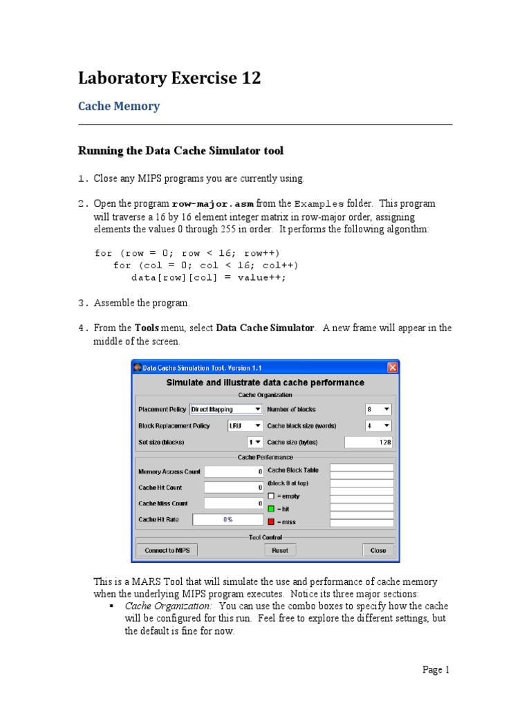 Lab12 Cache Memory Tutorial | PDF | Cpu Cache | Cache (Computing)