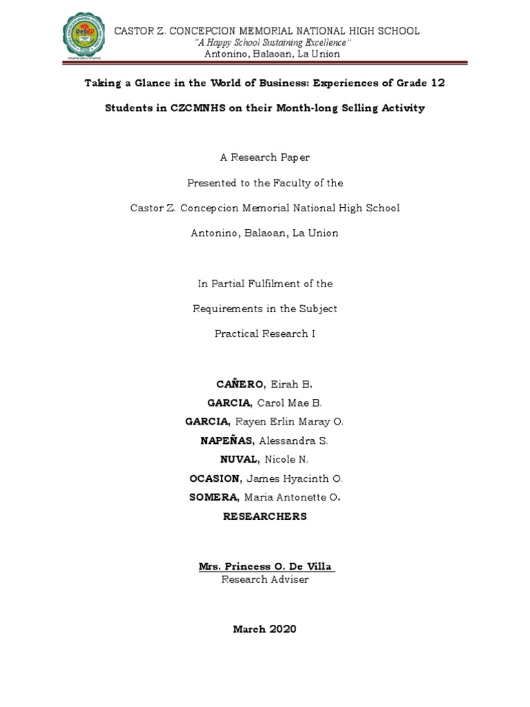 Format Practical Research | PDF | Entrepreneurship | Learning