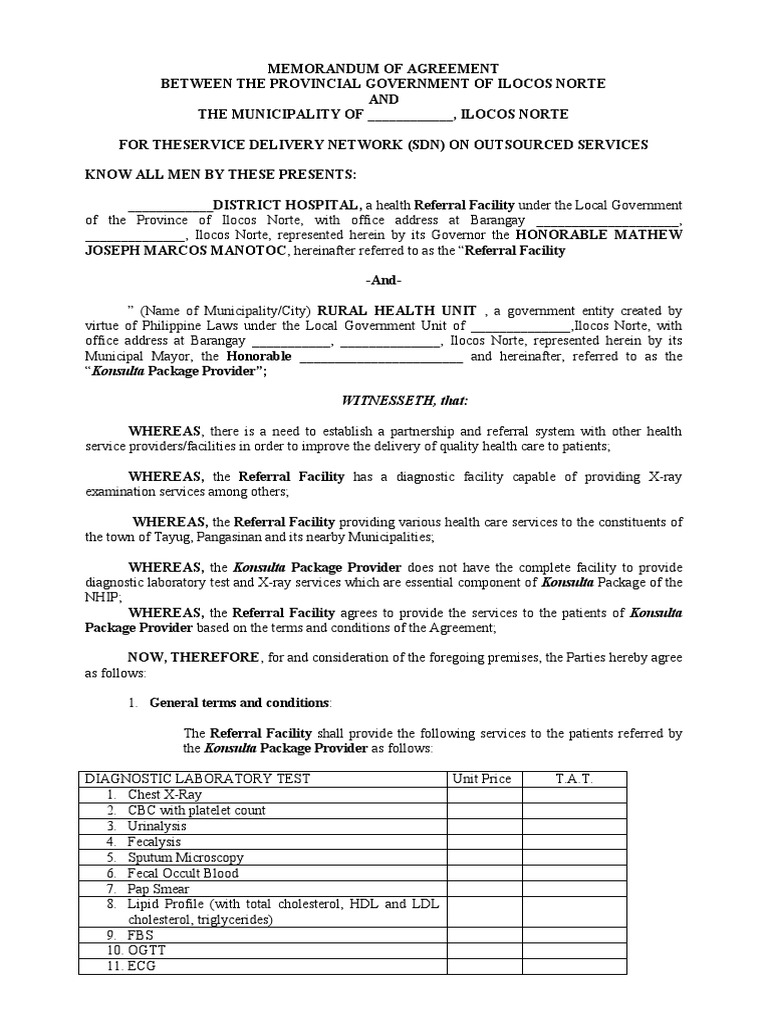 Draft Moa Pgin Rhu Konsulta | PDF | Notary Public | Medical Specialties