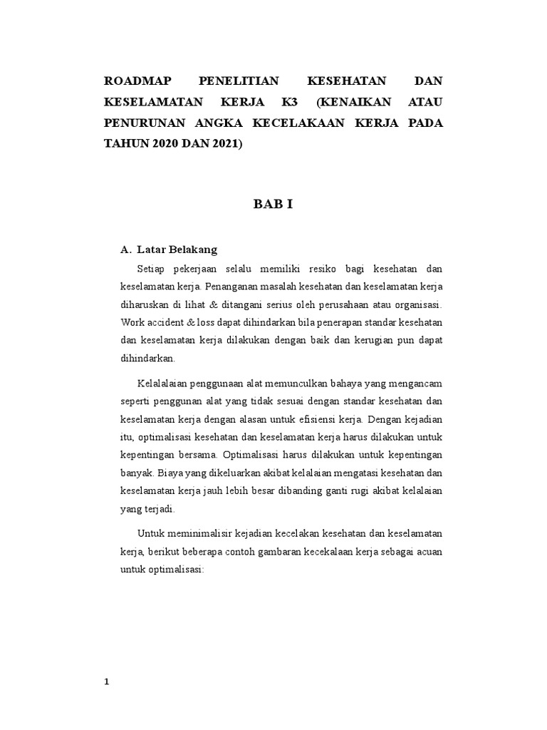 Roadmap Penelitian Kesehatan Dan Keselamatan Kerja K3 Fix | PDF