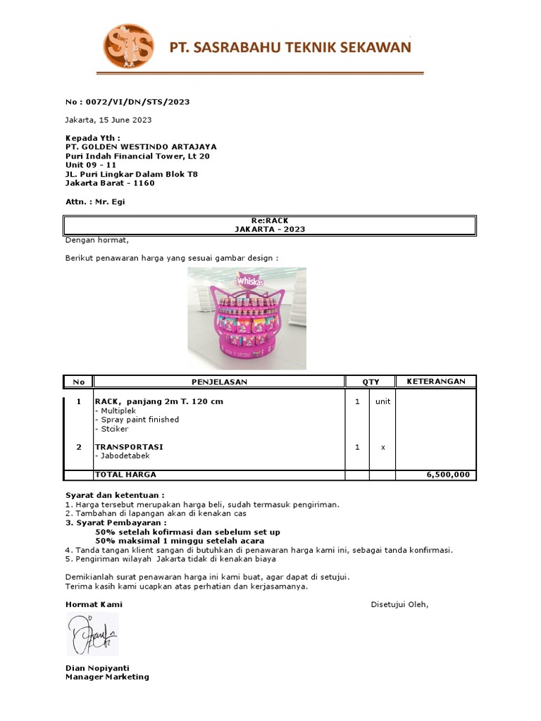 Penawaran Harga RACK Jakarta 2023 | PDF