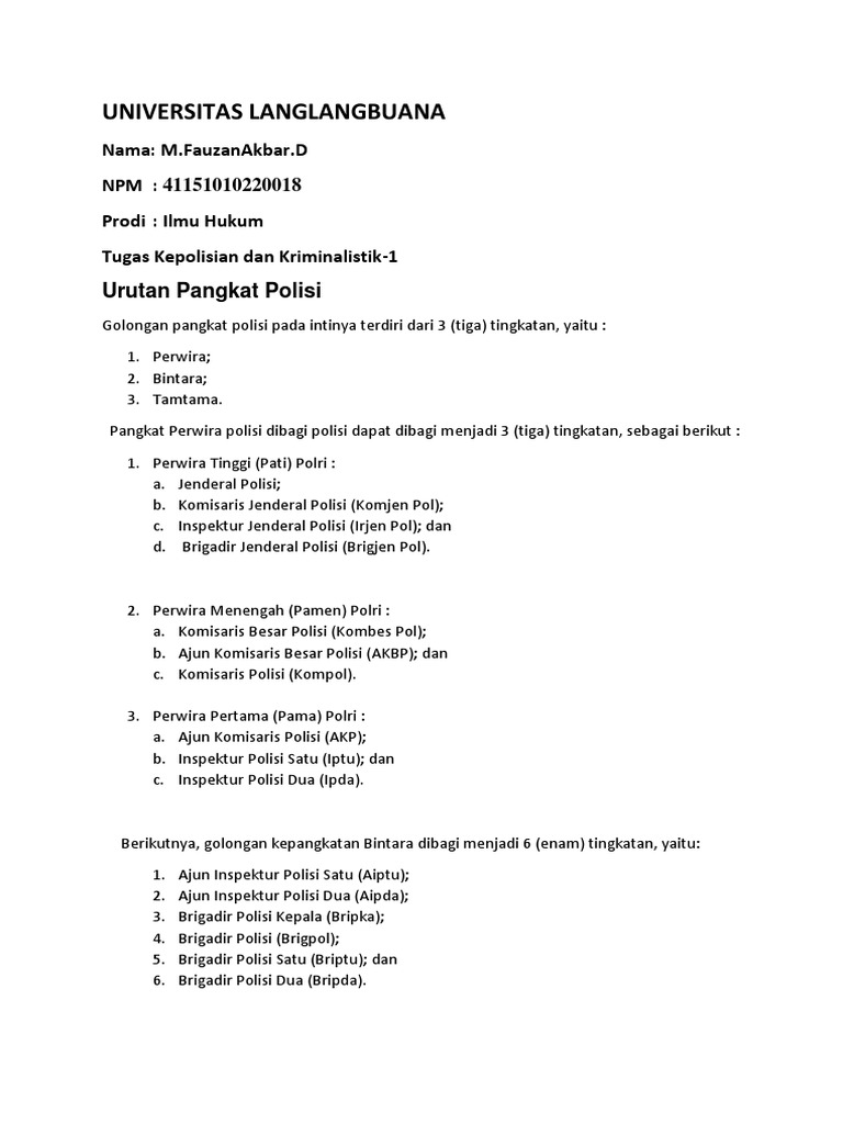 Tugas Kepolisian-1 | PDF