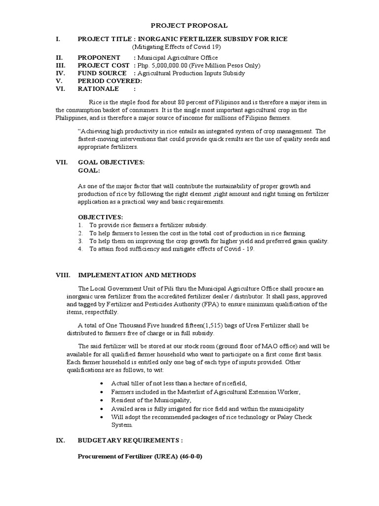 PROJECT PROPOSAL Rice | PDF