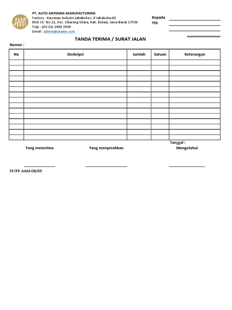 Form Tanda Terima | PDF