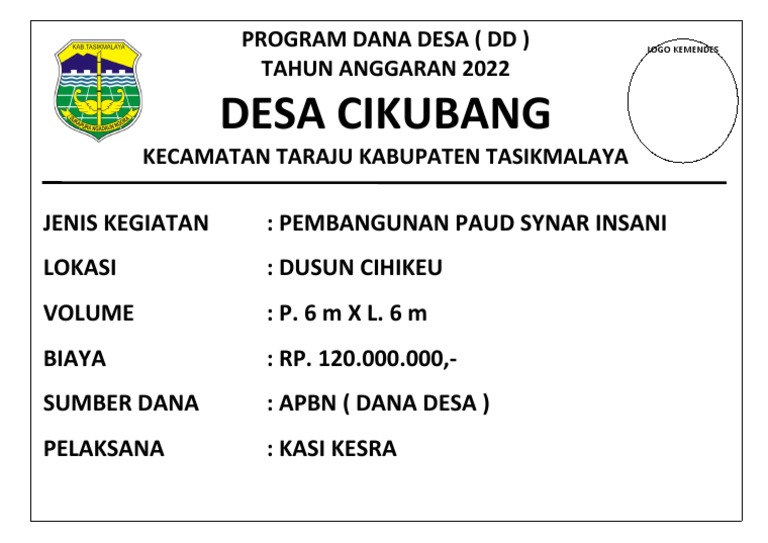 Papan Program Paud | PDF