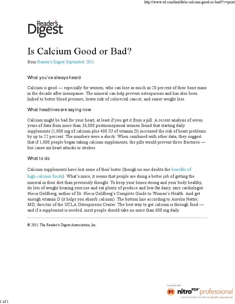 Is Calcium Good or Bad?: What You've Always Heard | PDF | Self-Improvement