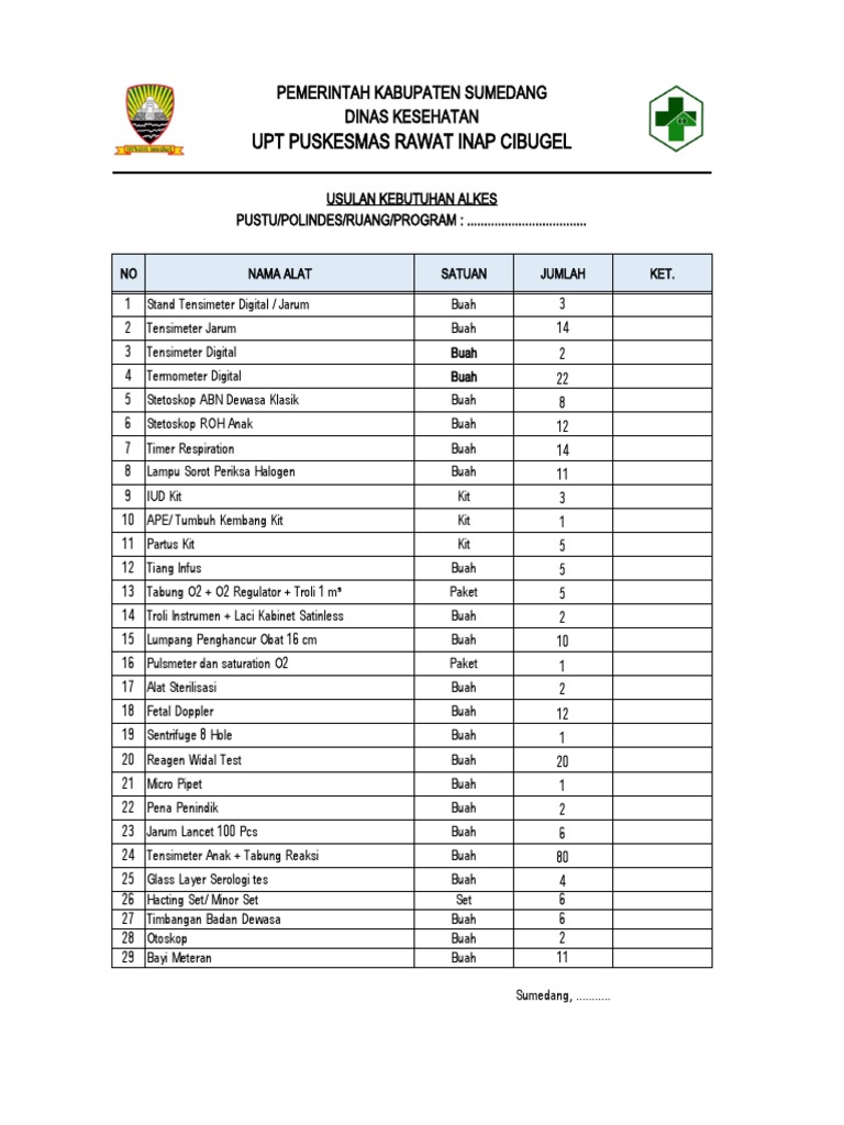 Format Ajuan Alkes 2023 | PDF