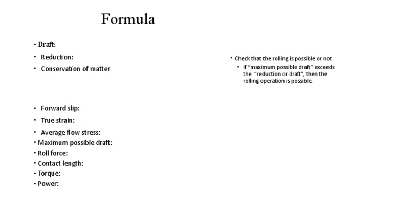 Rolling Operation Formulas Explained | PDF