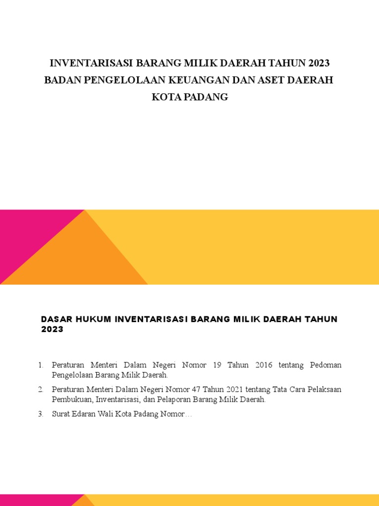 Paparan Untuk Kegiatan Inventarisasi BMD Tahun 2023 | PDF