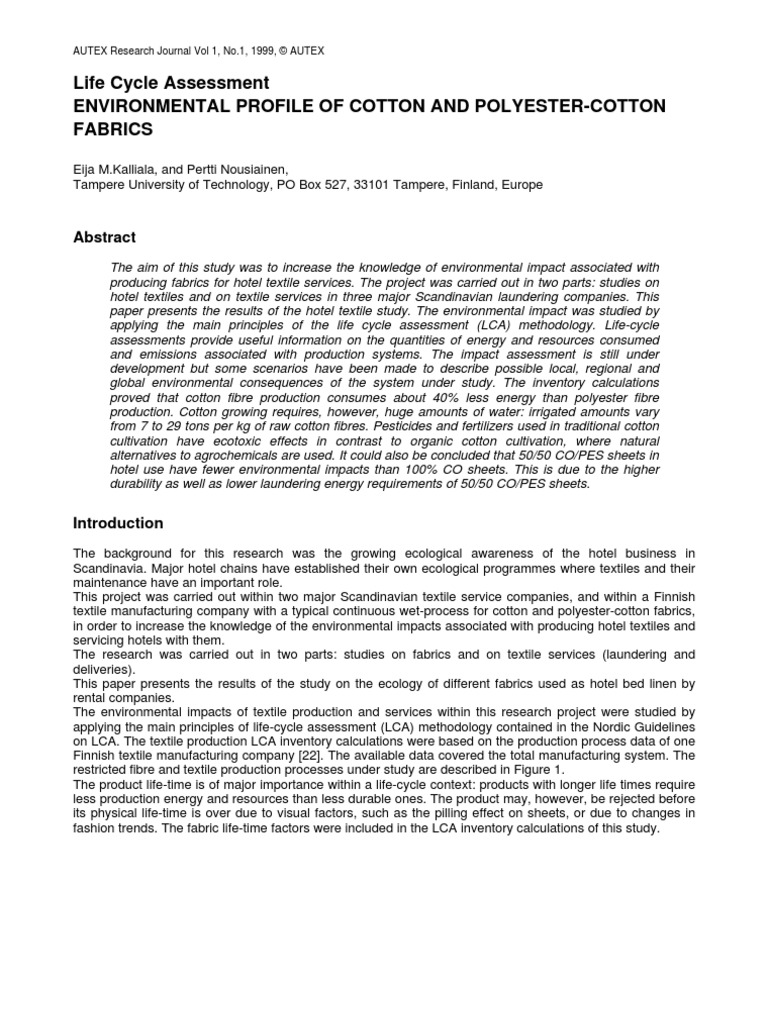 Life Cycle Assasment | PDF | Life Cycle Assessment | Textiles