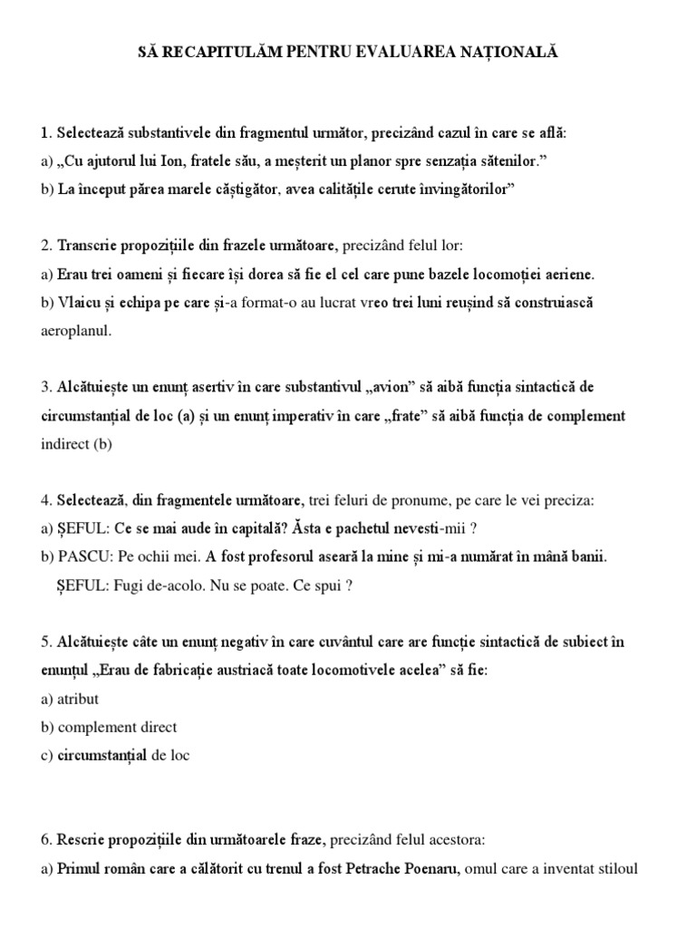 Recapitulare-examen | PDF