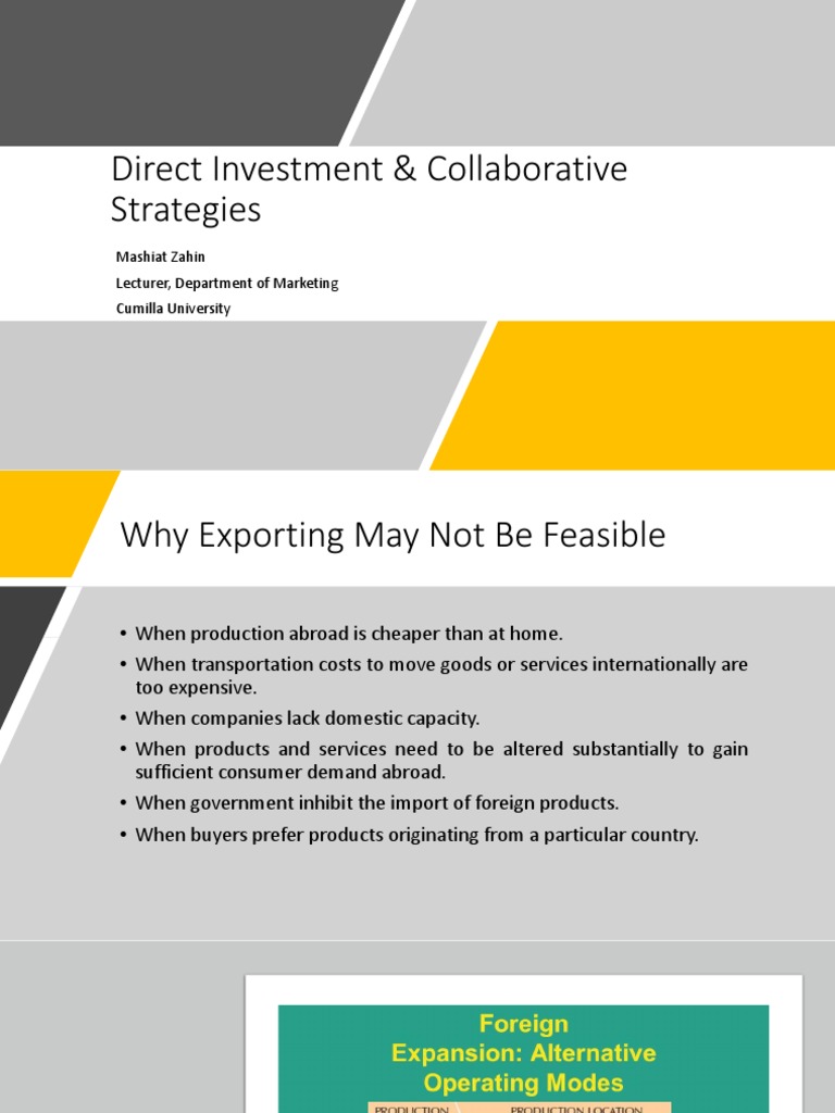 Direct Investment & Collaborative Strategies Slide | PDF