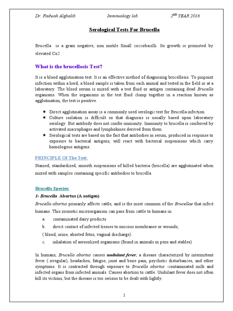 LAB 9 - Brucella Test | PDF | Medical Specialties | Clinical Medicine