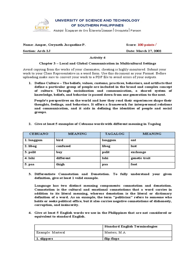 Chapter 3 Activity 4 | Download Free PDF | Psychology | Cognition