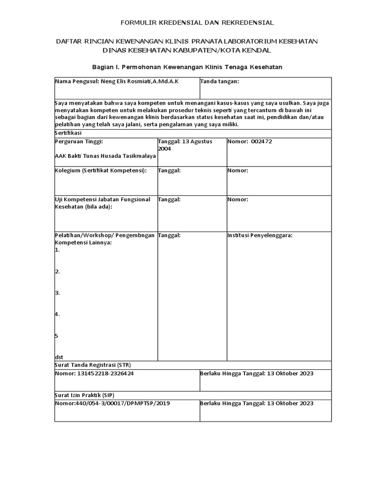 FORMULIR KREDENSIAL DAN REKREDENSIAL FORMAT | PDF