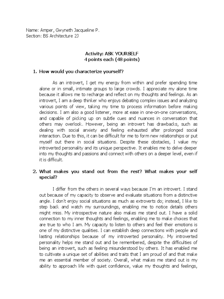 Ask Yourself | PDF | Extraversion And Introversion | Thought