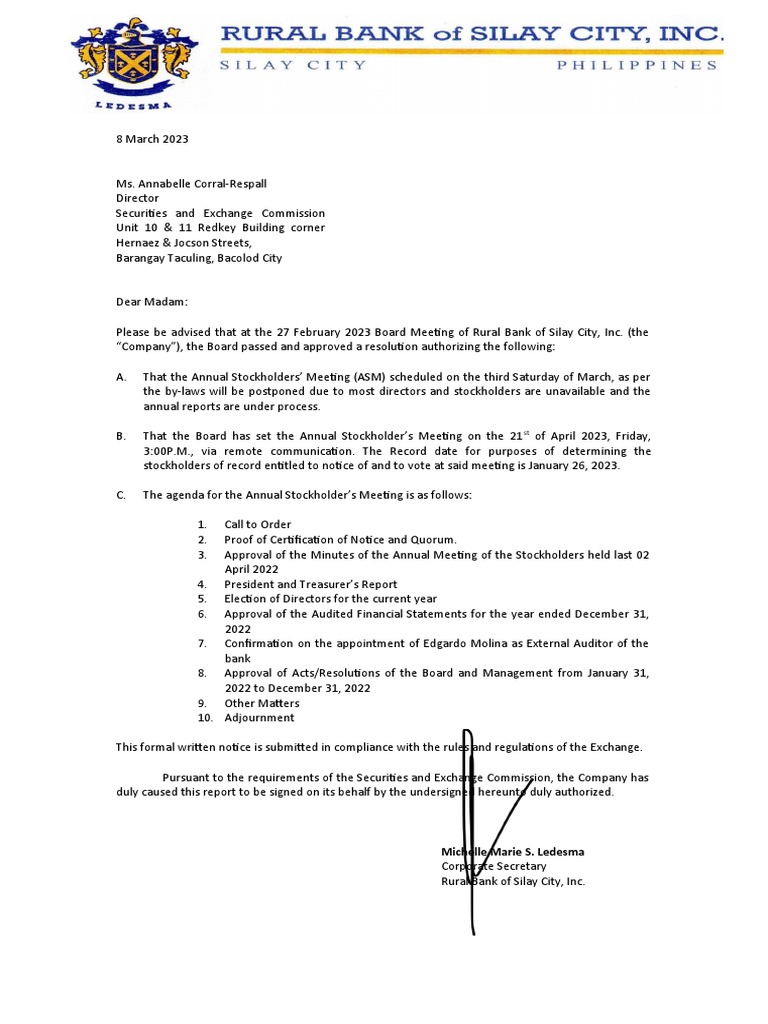 Notice of Postponement to Sec_1 | PDF