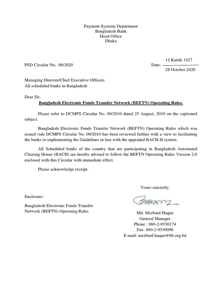 BEFTN Operating Rules Update 2020 | PDF | Clearing (Finance) | Banks