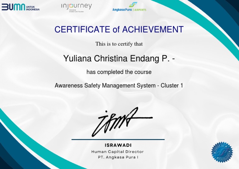 Awareness SMS - Cluster 1 - Sertifikat Awareness Safety Management ...