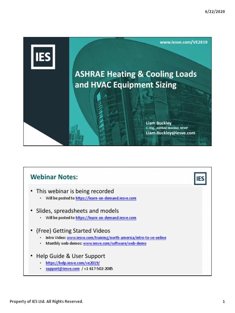 SLIDES - ASHRAE Heating & Cooling Loads and HVAC Equipment Sizing | PDF ...