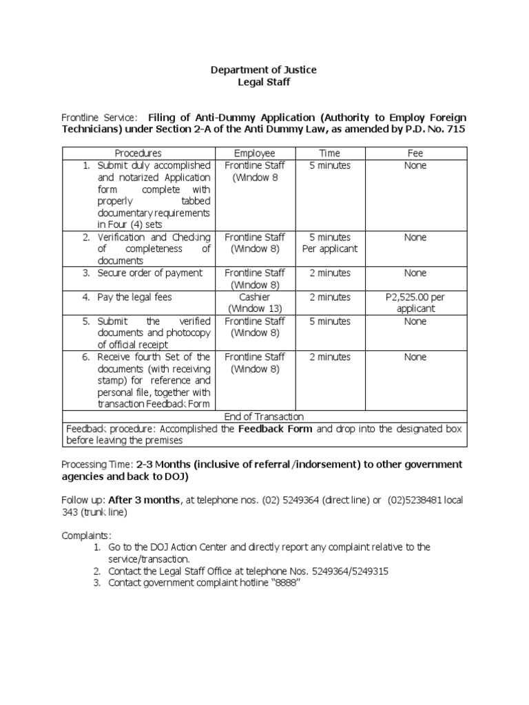 Legal Staff - Anti Dummy | PDF