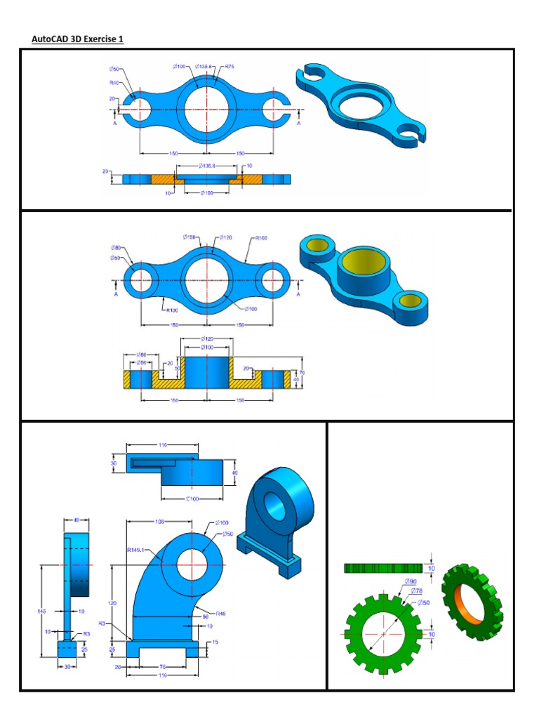 AutoCAD 3D Exercise 1 | PDF