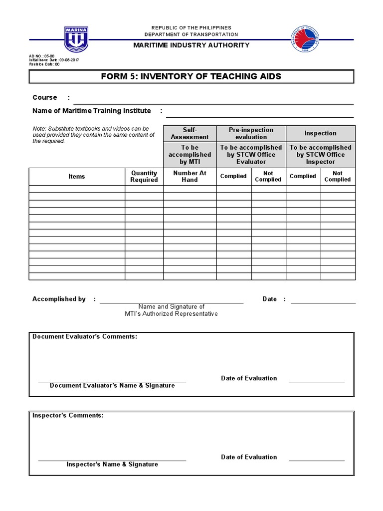 5 FORM 5 Inventory of Teaching Aid | PDF