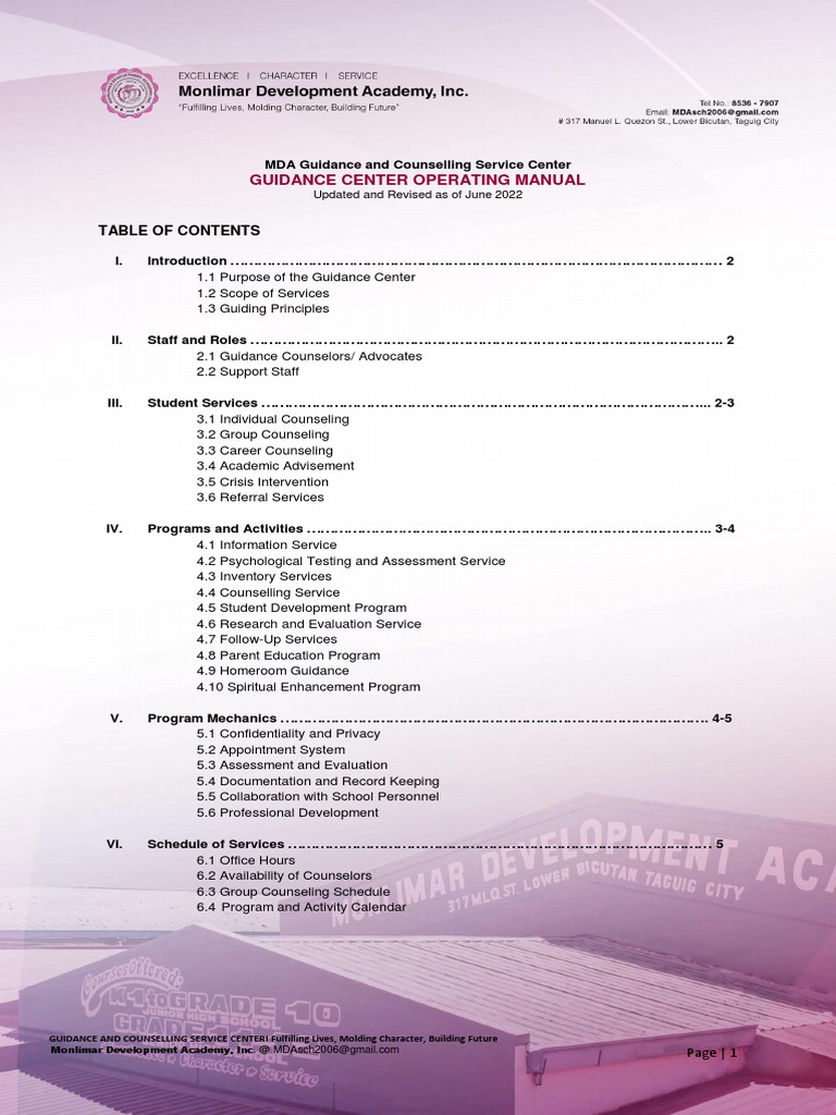 Guidance Center Handbook Manual | PDF | School Counselor | Psychotherapy