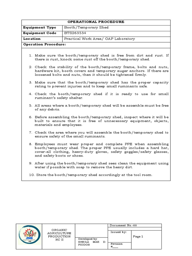 OAP OPERATIONAL PROCEDURE | PDF