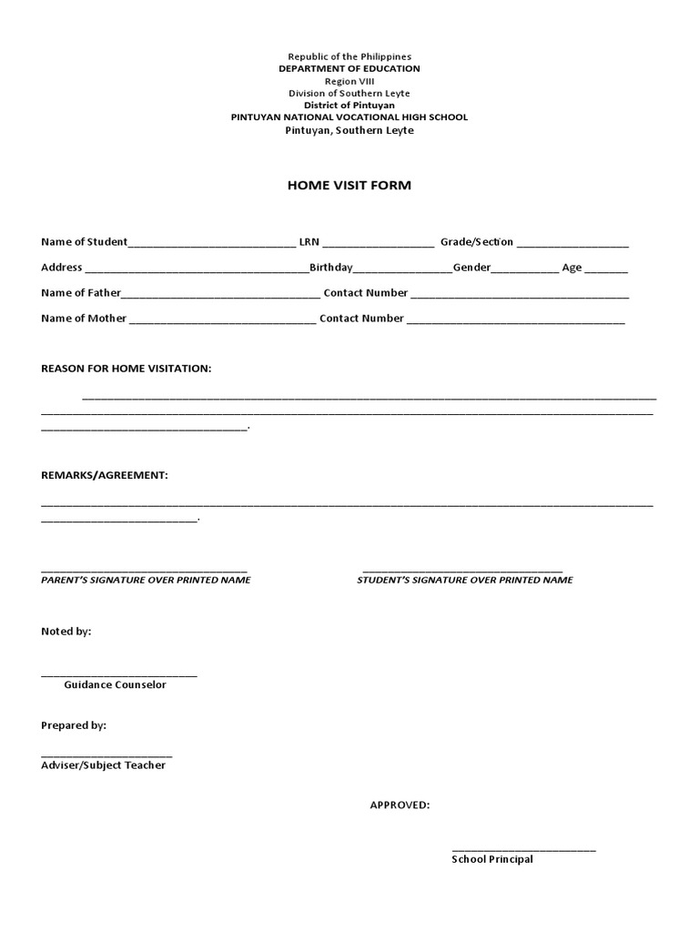 Home Visit Form | PDF
