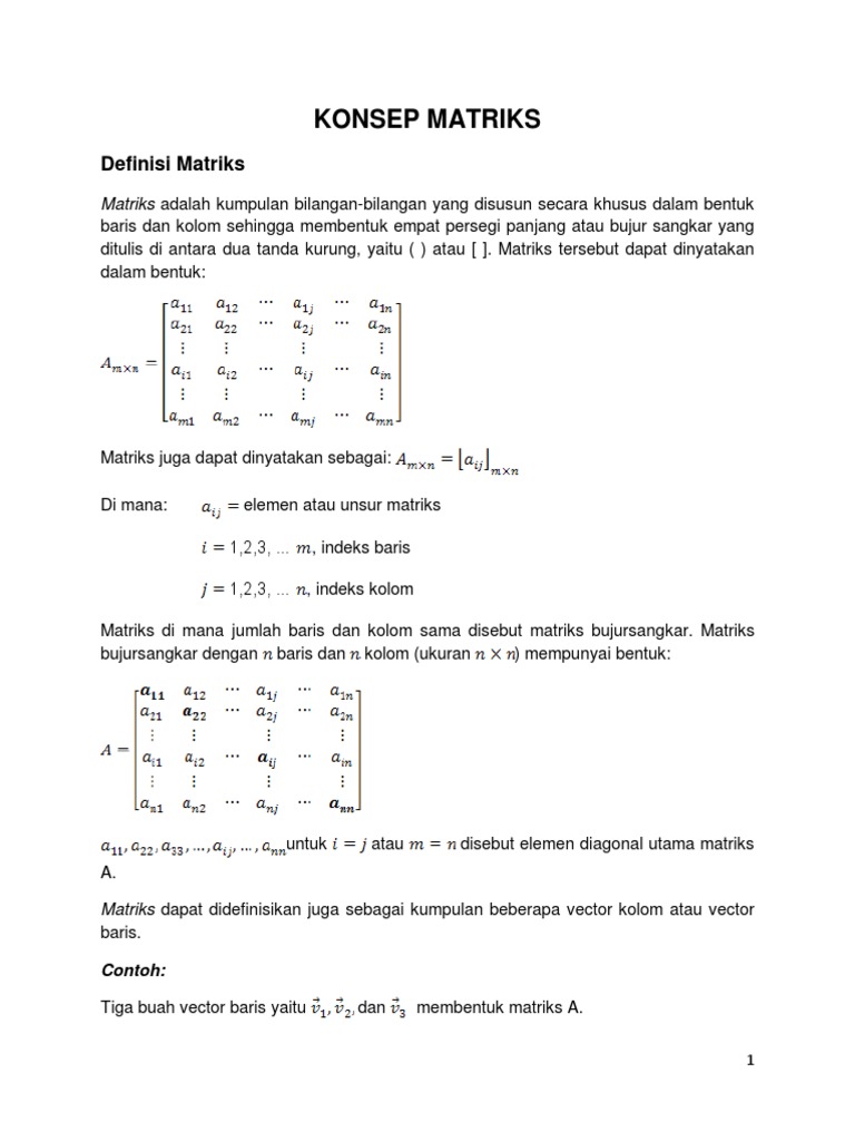 1 Konsep Matriks | PDF