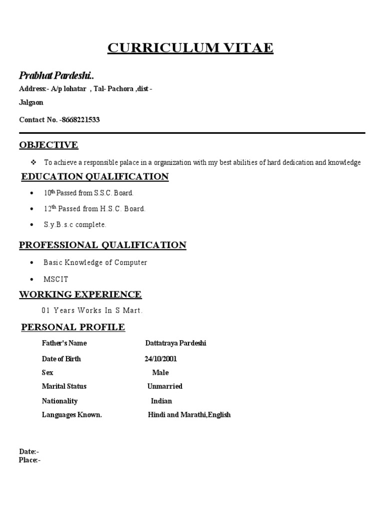 Prabhat Pardeshi's CV Summary | PDF