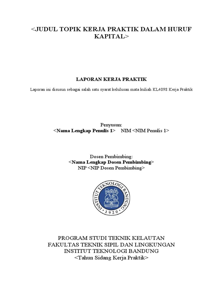 Draft Format Laporan KP Teknik Kelautan ITB | PDF