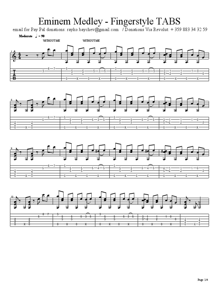Eminem Medley - Fingerstyle TAB - Arr. Raiko Baichev | PDF