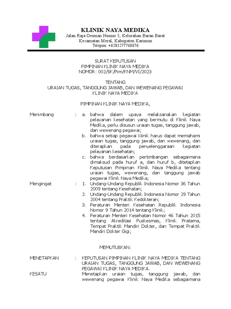 002 SK Uraian Tugas, Tanggung Jawab, Dan Wewenang | PDF 002 SK Uraian Tugas, Tanggung Jawab, Dan Wewenang | PDF