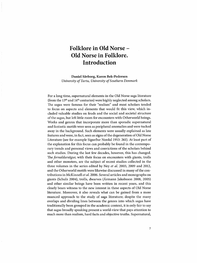 Folklore in Old Norse Old Norse in Folkl | PDF | Saga | Folklore