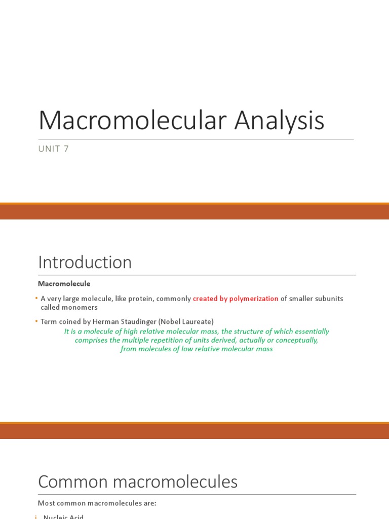 Macromolecular Analysis Pdf Macromolecules Proteins