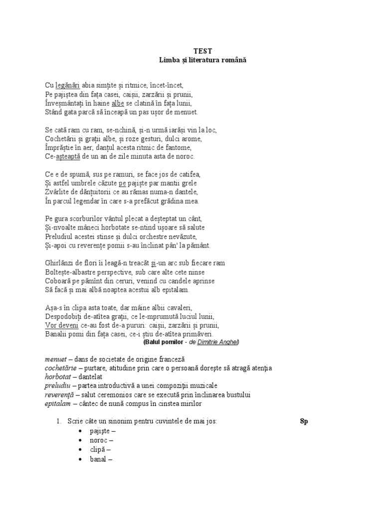 TEST Clasa A 7a | PDF