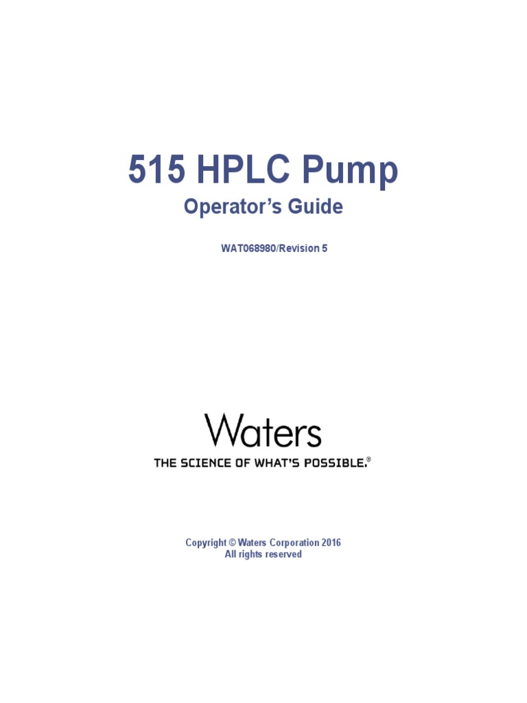 Waters 515 HPLC Pump | PDF | Pipe (Fluid Conveyance) | Power Supply