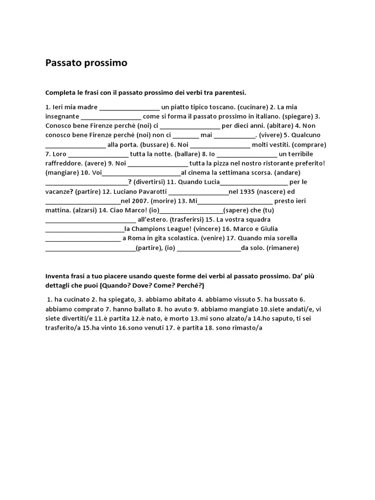 Lezione 1 Principianti - Passato Prossimo Vs Imperfetto | PDF