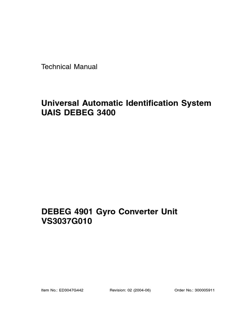 DEBEG 4901 Gyro Converter Unit VS 3037G010 - Technical | PDF ...